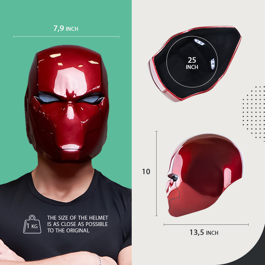 Red Hood Helmet with LED lights – Cyber Craft